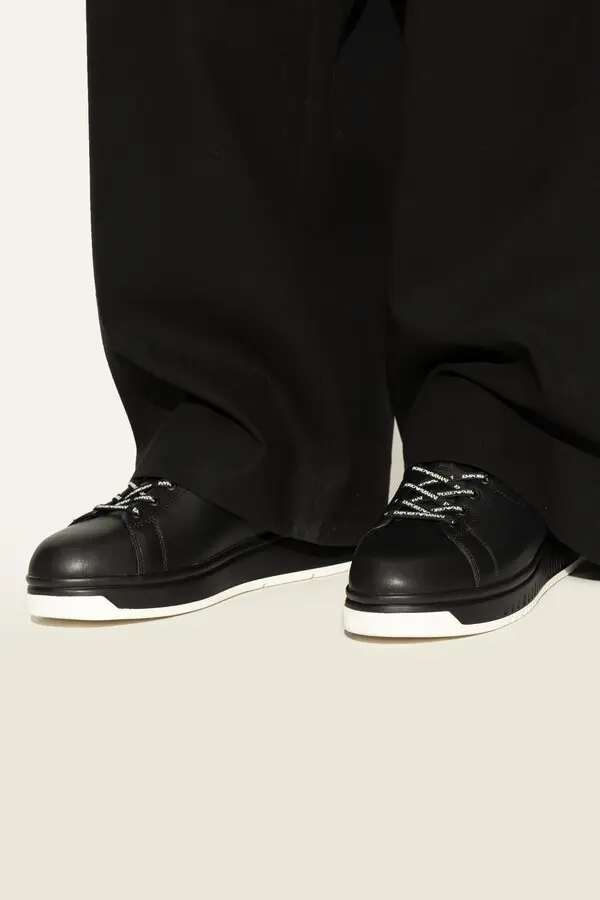 Emporio Armani Round Toe Lace-up Sneakers