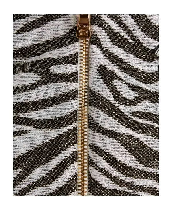 Balmain Zebra Printed Buttoned Skirt - Gray