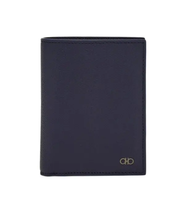 FERRAGAMO Gancini Compact Wallet - Deep Navy Blue