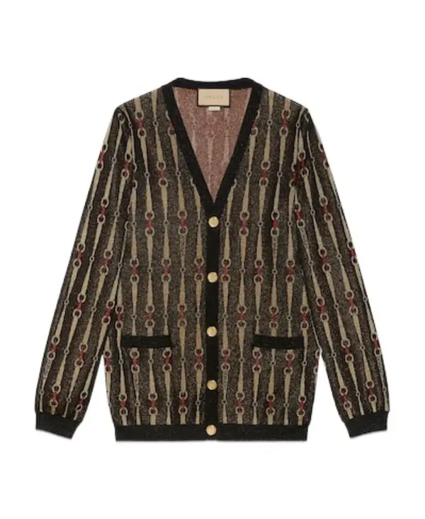 Gucci Horsebit Jacquard V-neck Cardigan
