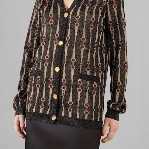 Gucci Horsebit Jacquard V-neck Cardigan