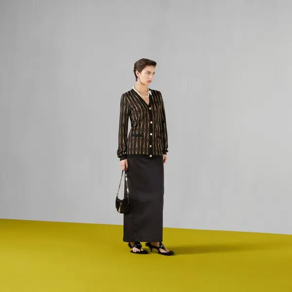 Gucci Horsebit Jacquard V-neck Cardigan