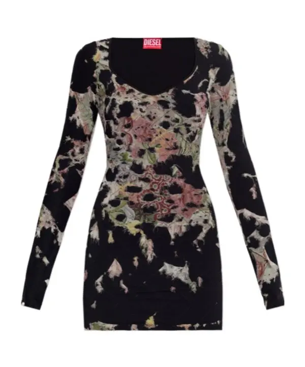 DIESEL® D-flocci Long Sleeve Printed Dress