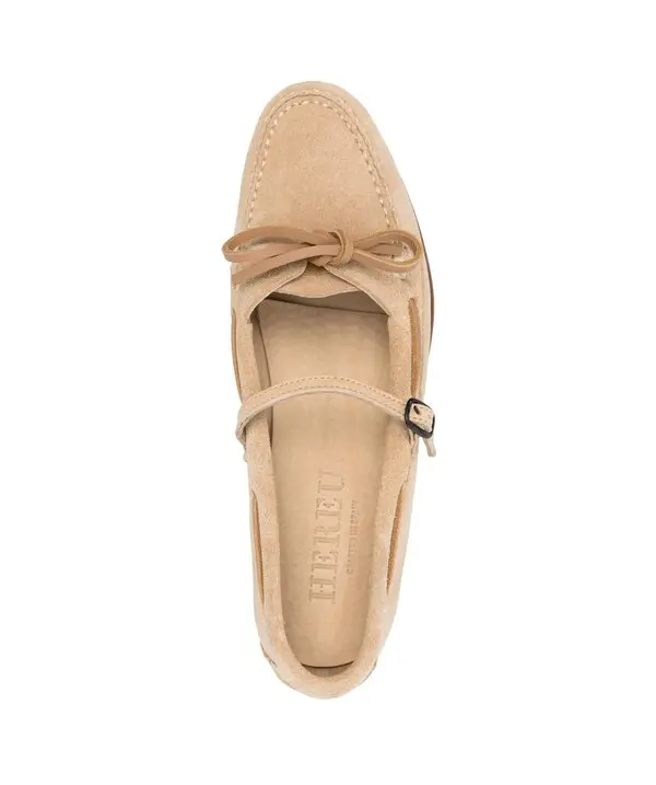 Hereu Lorea Loafers With Side Buckle - Beige