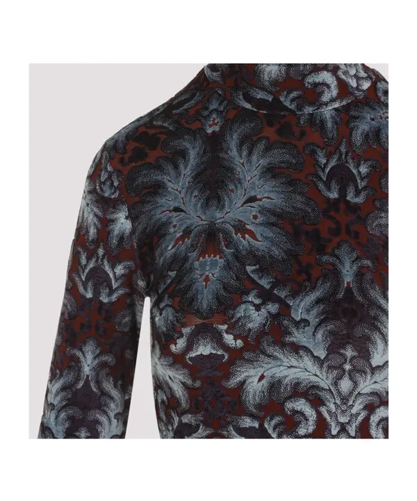 Etro Paisley Printed Long Sleeve Midi Dress