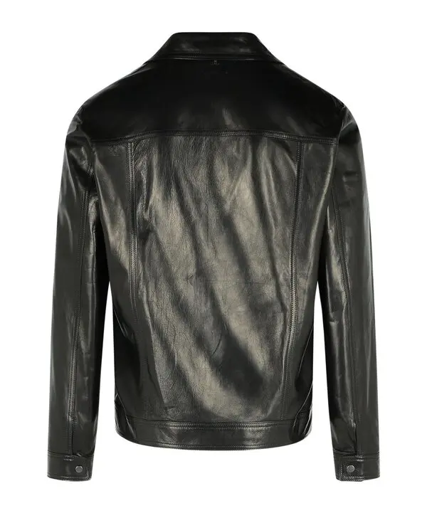 SALVATORE SANTORO Press Stud Leather Shirt Jacket