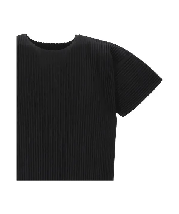 Issey Miyake Homme Plissé Pleated Crewneck T-shirt - Black