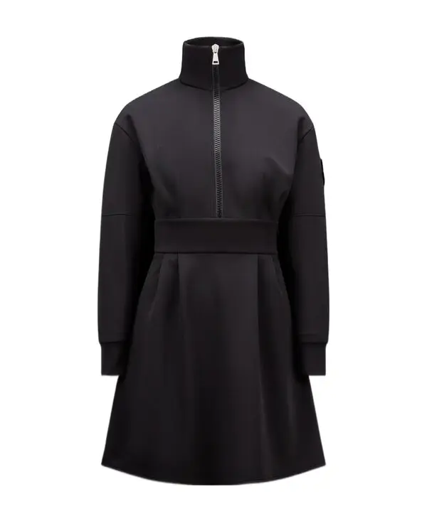 Moncler Triacetate Dress With High Collar And Zipper Neckline