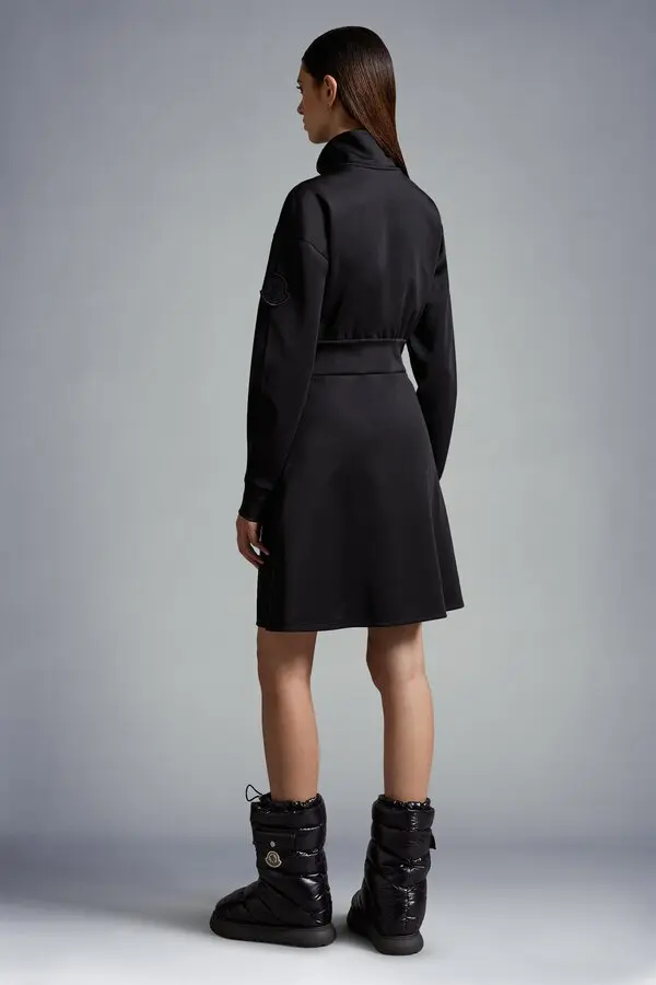 Moncler Triacetate Dress With High Collar And Zipper Neckline