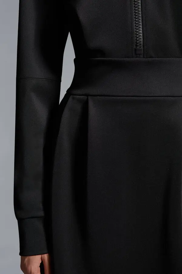 Moncler Triacetate Dress With High Collar And Zipper Neckline