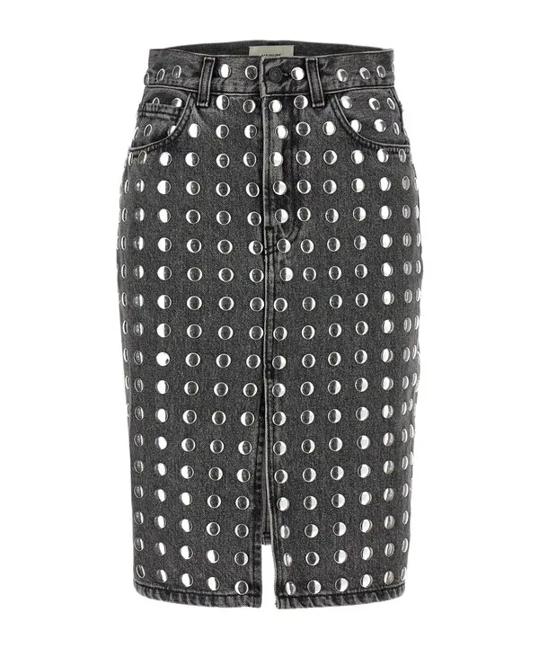 HAIKURE Studded High-waist Denim Skirt - Medium Grey