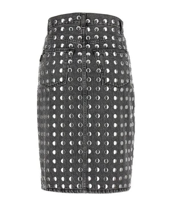 HAIKURE Studded High-waist Denim Skirt - Medium Grey
