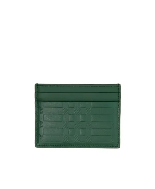 Burberry Plaid Embossed Card Holder - Green