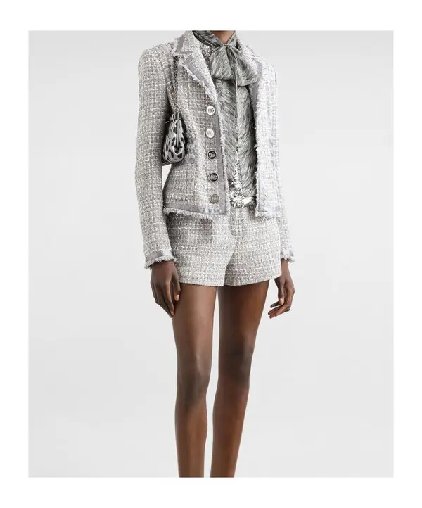 Dolce & Gabbana Single-breasted Short Tweed Jacket