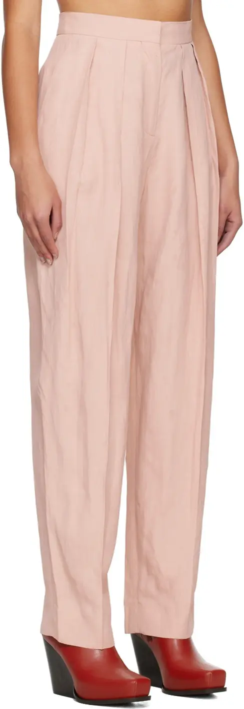 Stella McCartney Straight Leg Pleat Detailed Pants - Nude