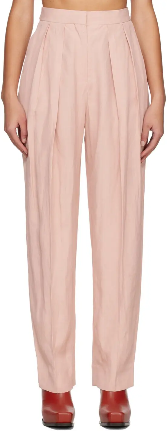 Stella McCartney Straight Leg Pleat Detailed Pants - Nude