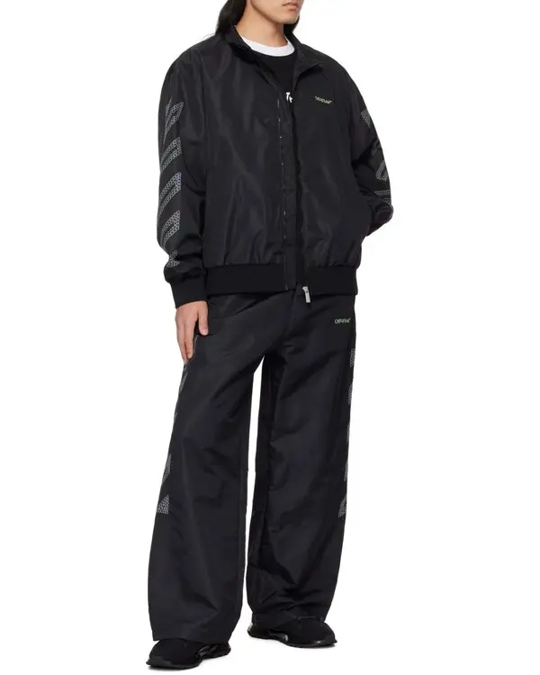Off-White Logo Detailed Wide Leg Pants - Black