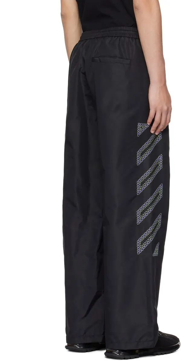 Off-White Logo Detailed Wide Leg Pants - Black