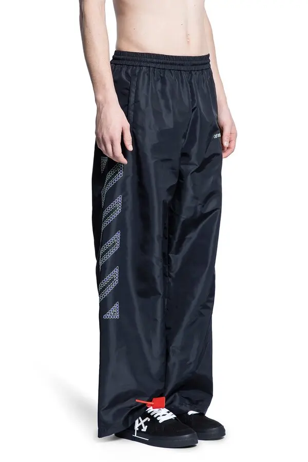 Off-White Logo Detailed Wide Leg Pants - Black