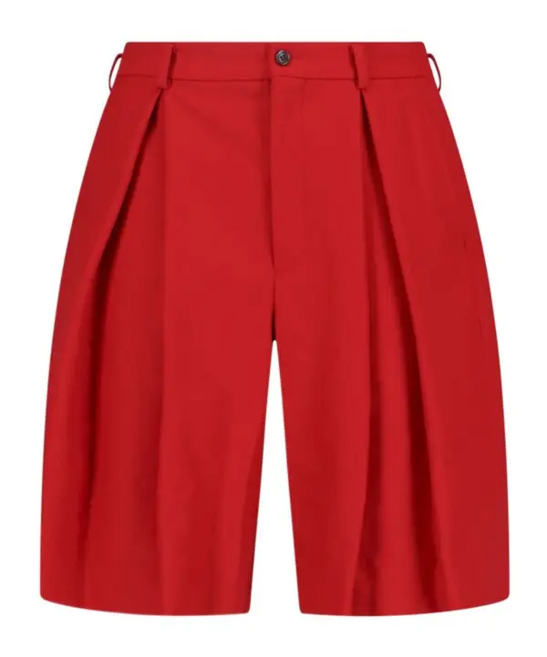 Comme Des Garçons Pleated Tailored Shorts - Red