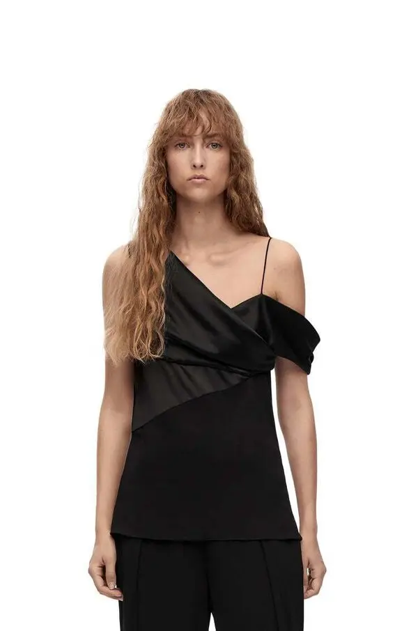 Loewe Draped Top In Satin And Crepe Jersey