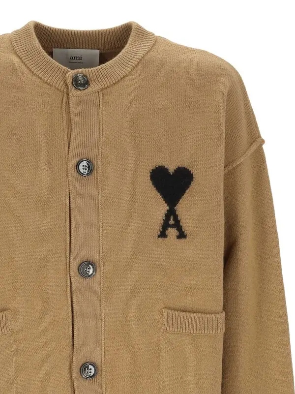 AMI Paris Heart Logo Buttoned Cardigan