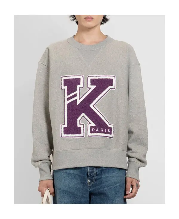 Kenzo Logo Patch Crewneck Sweatshirt - Gray