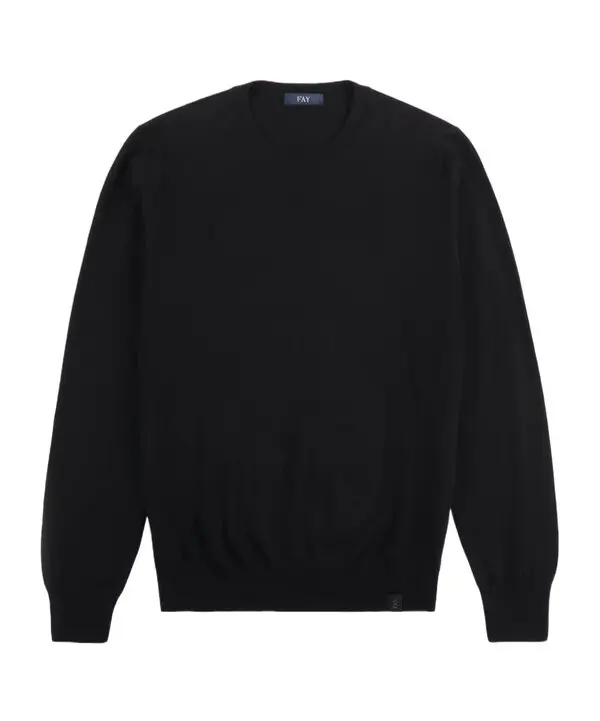 FAY Ribbed Crewneck Sweater - Black