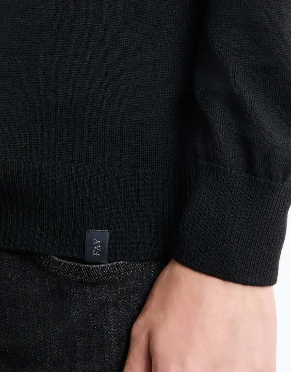 FAY Ribbed Crewneck Sweater - Black