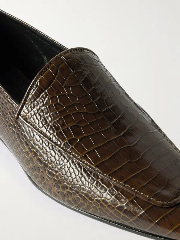 Tove Cora Crocodile-effect Leather Loafers