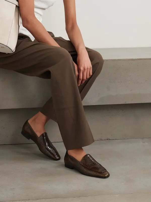 Tove Cora Crocodile-effect Leather Loafers