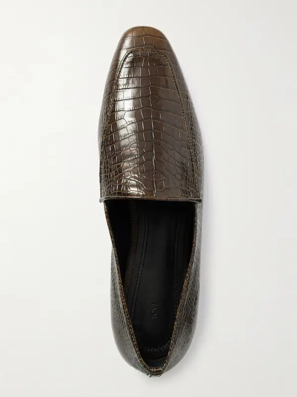 Tove Cora Crocodile-effect Leather Loafers