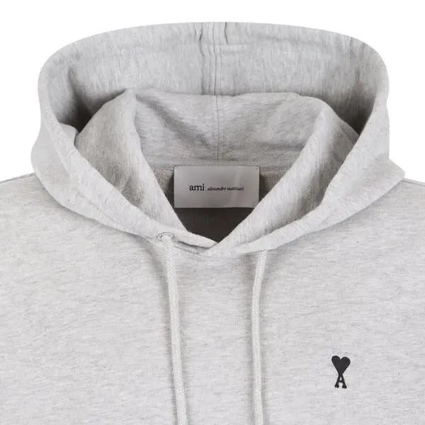 AMI Paris De Coeur Drawstring Hoodie - Heather Ash