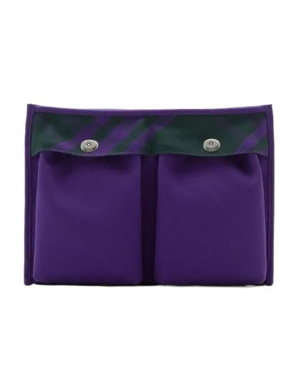 Burberry Check-pattern Zipped Clutch Bag - Purple