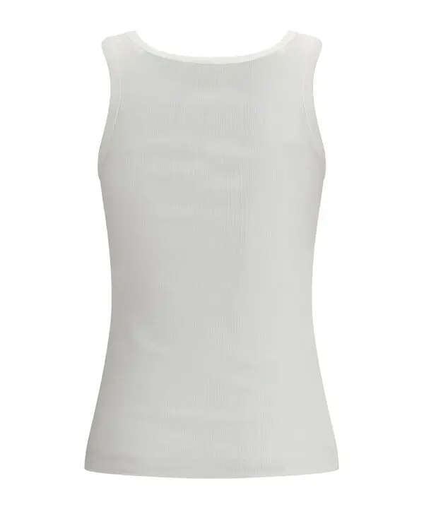 Pinko Ribbed Logo Plaque Tank Top - White