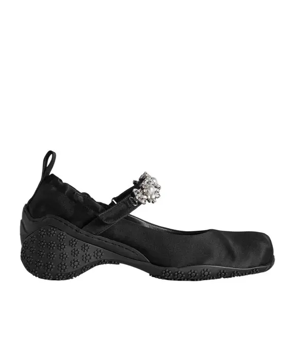 Simone Rocha Ballet Shoes With Decorative Ribbons - Black