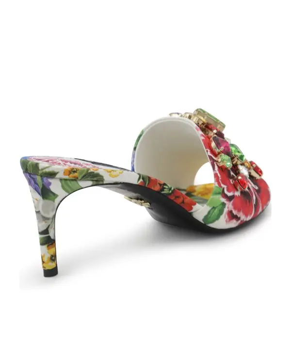 Dolce & Gabbana Floral Embellished Slip-on Mules - Multicolor