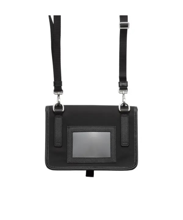 Prada Re-nylon Saffiano Leather Shoulder Bag - Black