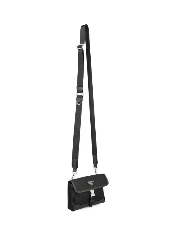 Prada Re-nylon Saffiano Leather Shoulder Bag - Black