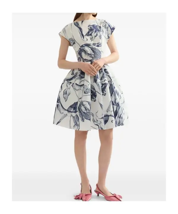 Erdem Short-sleeve Floral-print Mini Dress