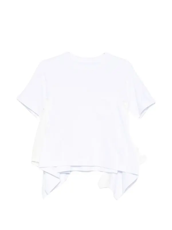 Sacai Lightweight Jersey T-shirt With Chest Pocket And Asymmetrical Hem - No