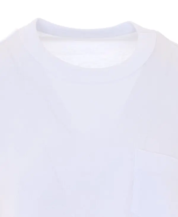 Sacai Lightweight Jersey T-shirt With Chest Pocket And Asymmetrical Hem - No