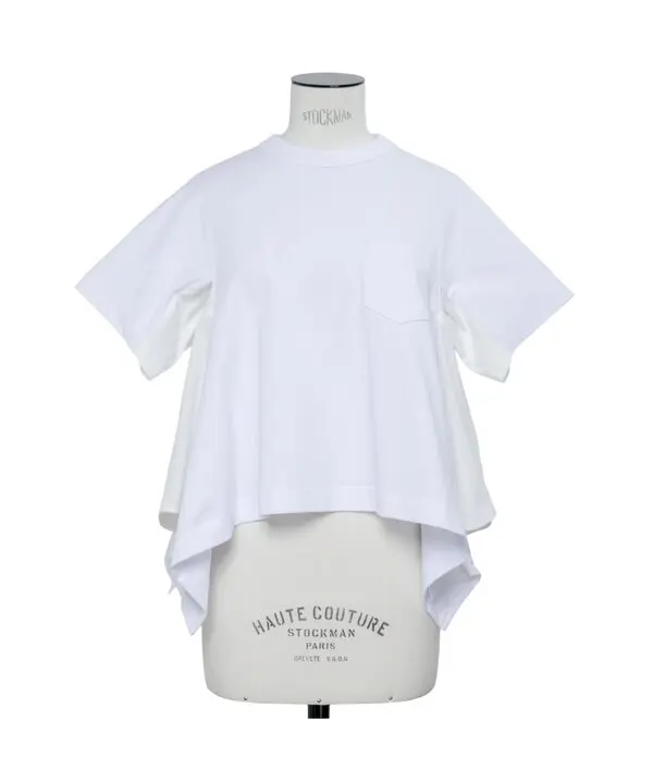 Sacai Lightweight Jersey T-shirt With Chest Pocket And Asymmetrical Hem - No