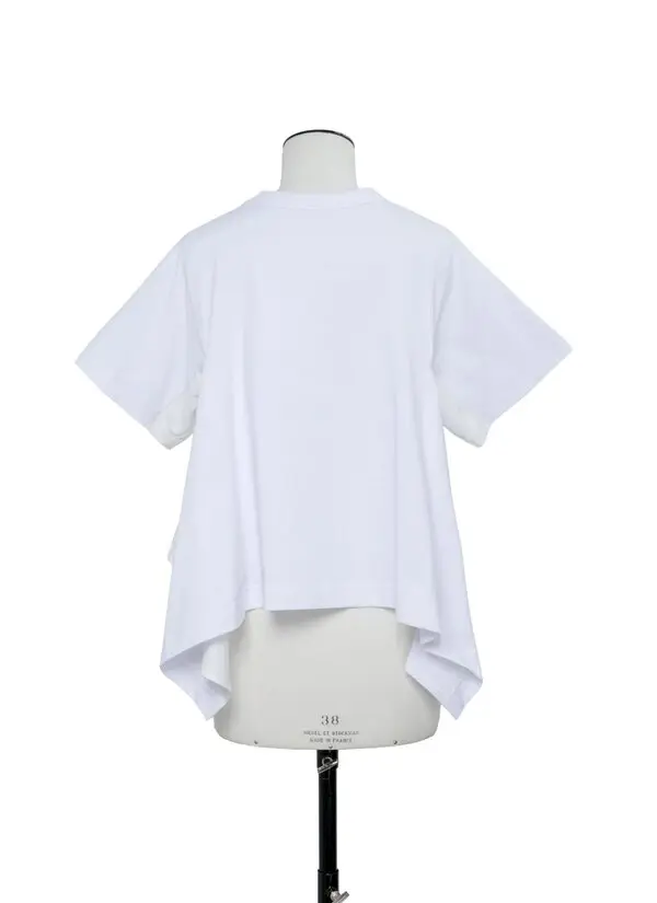 Sacai Lightweight Jersey T-shirt With Chest Pocket And Asymmetrical Hem - White