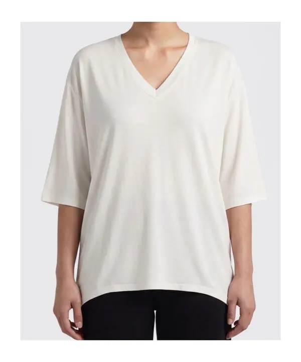 THOM KROM Relaxed V-neck Top With Short Sleeves - White