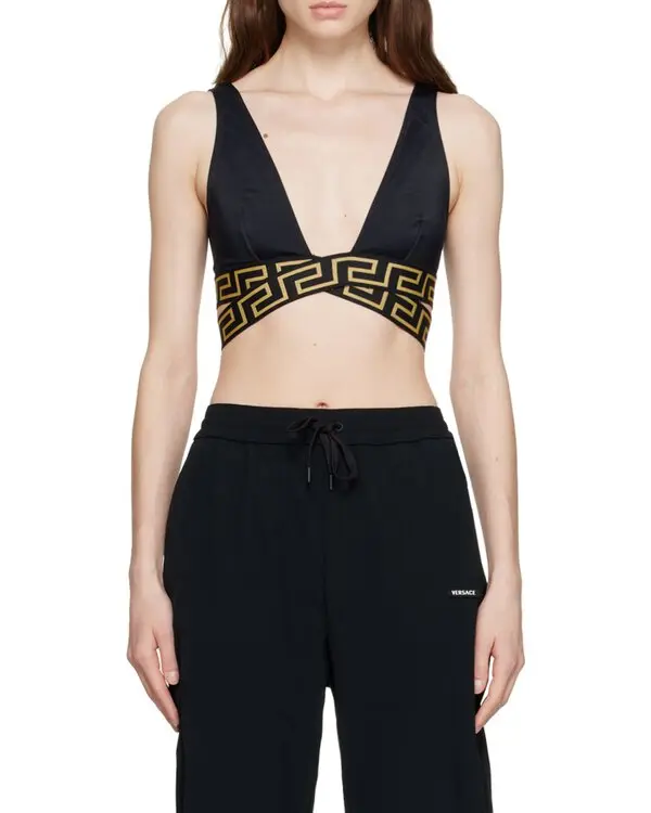 Versace Greca Printed Crossover Bikini Top