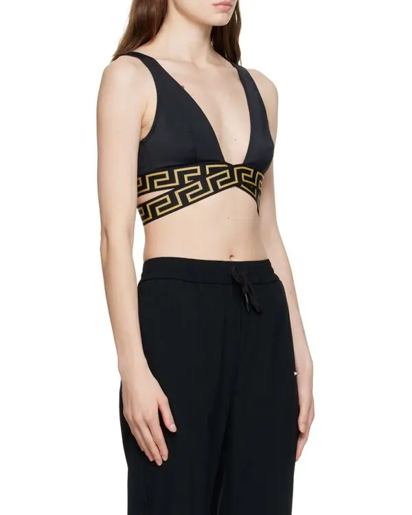 Versace Greca Printed Crossover Bikini Top