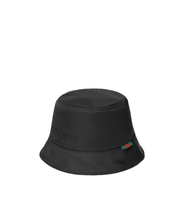 Gucci Logo Embroidered Bucket Hat - Black