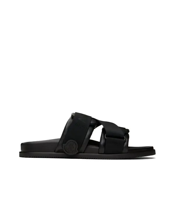 Moncler Grained Leather Summer Slides