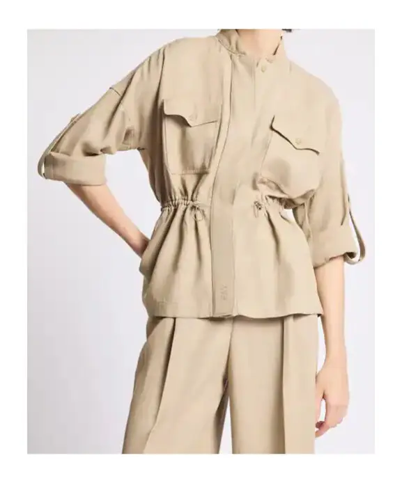 FAY Drawstring Overshirt Jacket - Nude